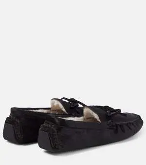 THE ROW Lucca Calf Hair Moccasins - Black