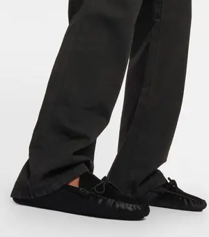 THE ROW Lucca Calf Hair Moccasins - Black
