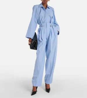 Victoria Beckham Gathered Tapered Pants - Blue