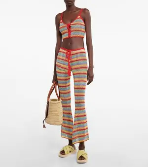 Anna Kosturova Striped Crochet Crop Top