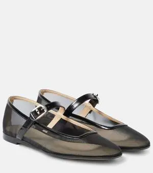 Le Monde Beryl Patent Leather-trimmed Mesh Flats - Black