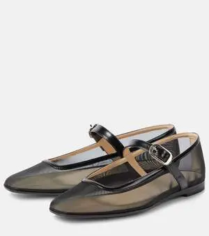 Le Monde Beryl Patent Leather-trimmed Mesh Flats - Black