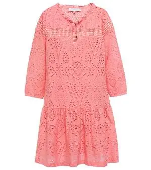 Heidi Klein Broderie Anglaise Cotton Mini Dress - Pink