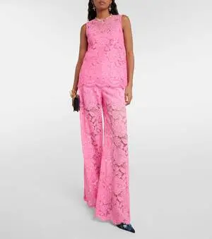 Dolce & Gabbana High-rise Lace Wide-leg Pants