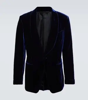 TOM FORD Shelton Velvet Blazer - Blue