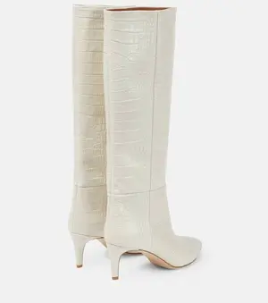 Paris Texas Croc-effect Knee-high Leather Boots - White