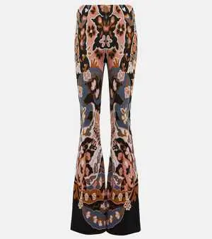 Etro Floral Flared Wool Pants - Multicoloured