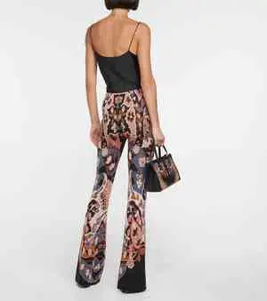 Etro Floral Flared Wool Pants - Multicoloured
