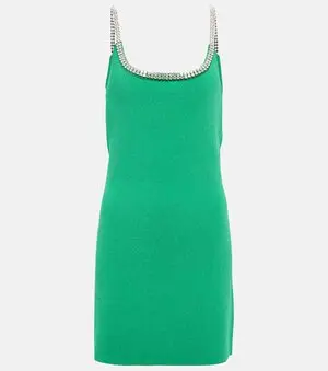 Rabanne Crystal-embellished Knit Minidress - Green