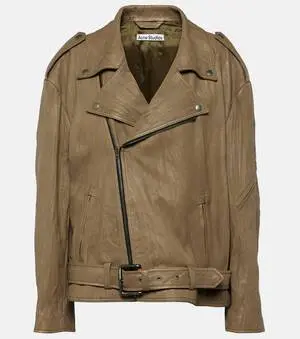 Acne Studios Linor Oversized Belted Leather Jacket - Brown