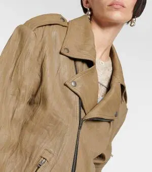 Acne Studios Linor Oversized Belted Leather Jacket - Brown