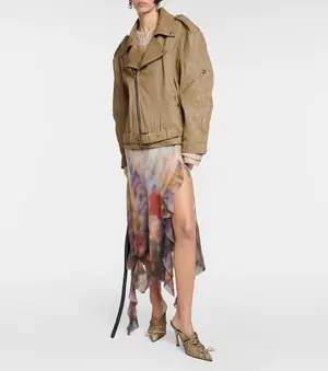 Acne Studios Linor Oversized Belted Leather Jacket - Brown