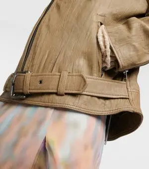 Acne Studios Linor Oversized Belted Leather Jacket - Brown
