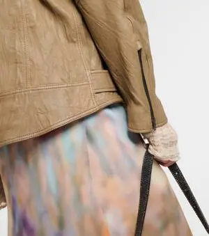 Acne Studios Linor Oversized Belted Leather Jacket - Brown