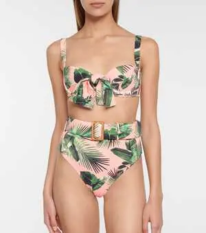 ALEXANDRA MIRO Ursula Palm-print Bikini Bottom - Pink