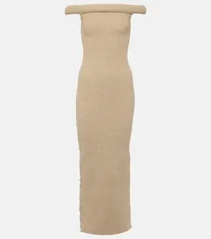 TOTEME Knitted Off-shoulder Midi Dress