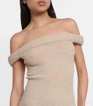 TOTEME Knitted Off-shoulder Midi Dress