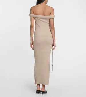 TOTEME Knitted Off-shoulder Midi Dress