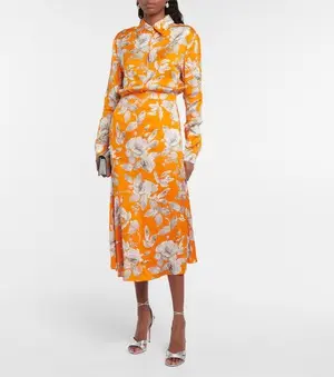 Erdem Lillia Floral Satin Blouse