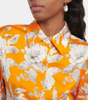 Erdem Lillia Floral Satin Blouse