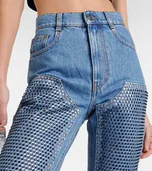 AREA Crystal-embellished Straight Jeans