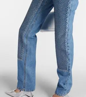 AREA Crystal-embellished Straight Jeans