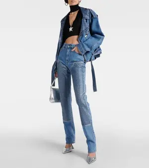 AREA Crystal-embellished Straight Jeans