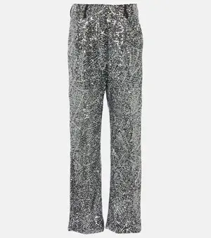 BLAZÉ MILANO Sequined Straight Pants - Silver