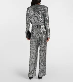 BLAZÉ MILANO Sequined Straight Pants - Silver