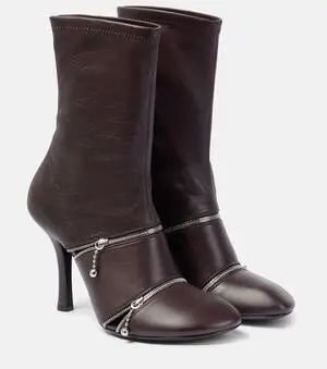 Burberry Peep Leather Ankle Boots