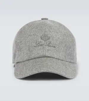 Loro Piana Logo Cashmere Baseball Cap - Grey