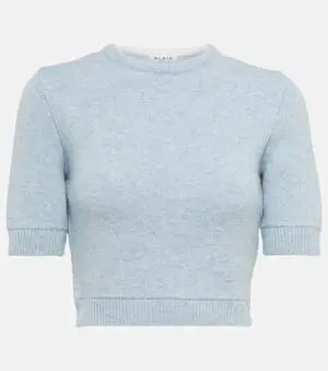 Alaïa Wool Crop Sweater - Blue