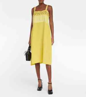MAISON MARGIELA Lace-trimmed Silk-blend Midi Dress