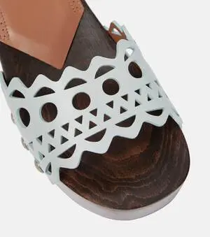 Alaïa Vienne Leather And Wood Slides