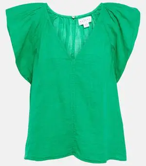 Velvet By Graham & Spencer Ava Linen Top - Green