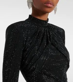 SELF-PORTRAIT Embellished Mesh Top