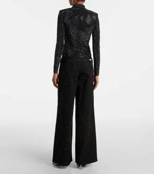 SELF-PORTRAIT Embellished Mesh Top