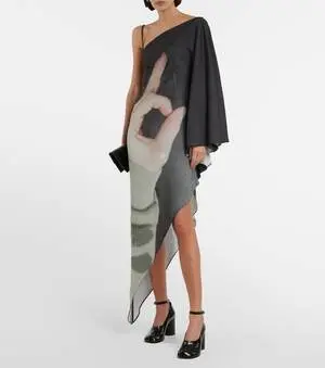 MAISON MARGIELA Printed One-shoulder Midi Dress