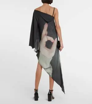 MAISON MARGIELA Printed One-shoulder Midi Dress
