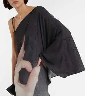 MAISON MARGIELA Printed One-shoulder Midi Dress