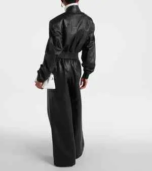 Wardrobe.NYC Cropped Leather Bomber Jacket