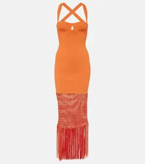 Galvan Fringed Midi Dress
