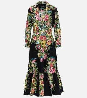 Etro Printed Cotton Midi Dress - Black