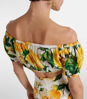 Dolce & Gabbana Floral Off-shoulder Crop Top