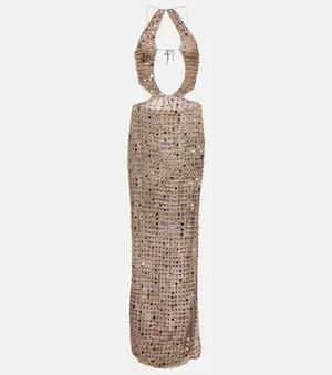 AYA MUSE Morel Sequined Maxi Dress - Beige