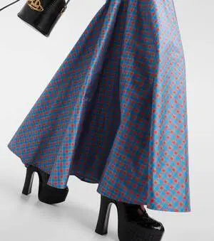 VIVIENNE WESTWOOD Checked Ruffled Silk-blend Maxi Skirt