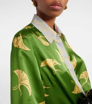 Dries Van Noten Printed Silk-blend Satin Shirt