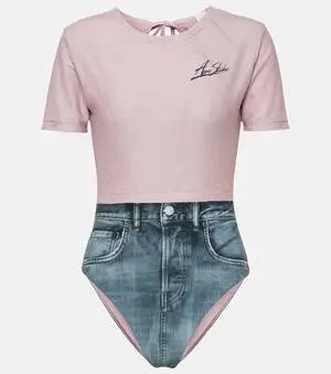 Acne Studios Etee Printed Rashguard Swimsuit - Pink