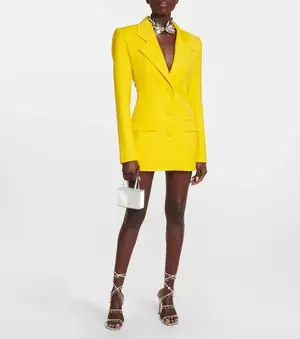 AREA Embellished Wool Blazer Minidress