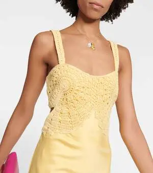 Simkhai Roberta Crochet And Satin Maxi Dress